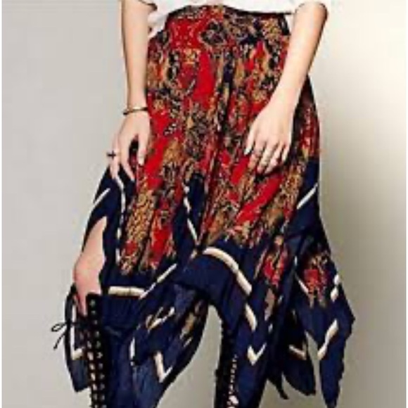 Free People | Dresses | Free People Red And Blue Maxi Dress | Poshmark